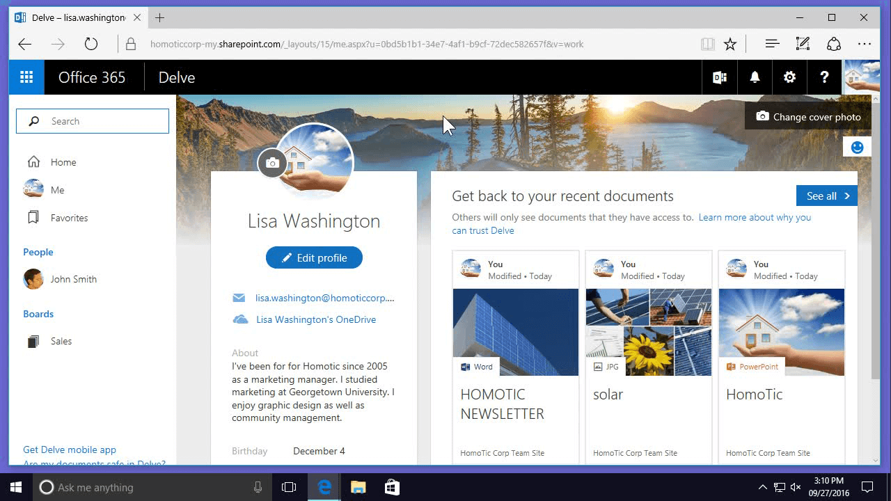 Delve Office 365 - Autentificarea și configurarea în aplicația Delve - Docentix