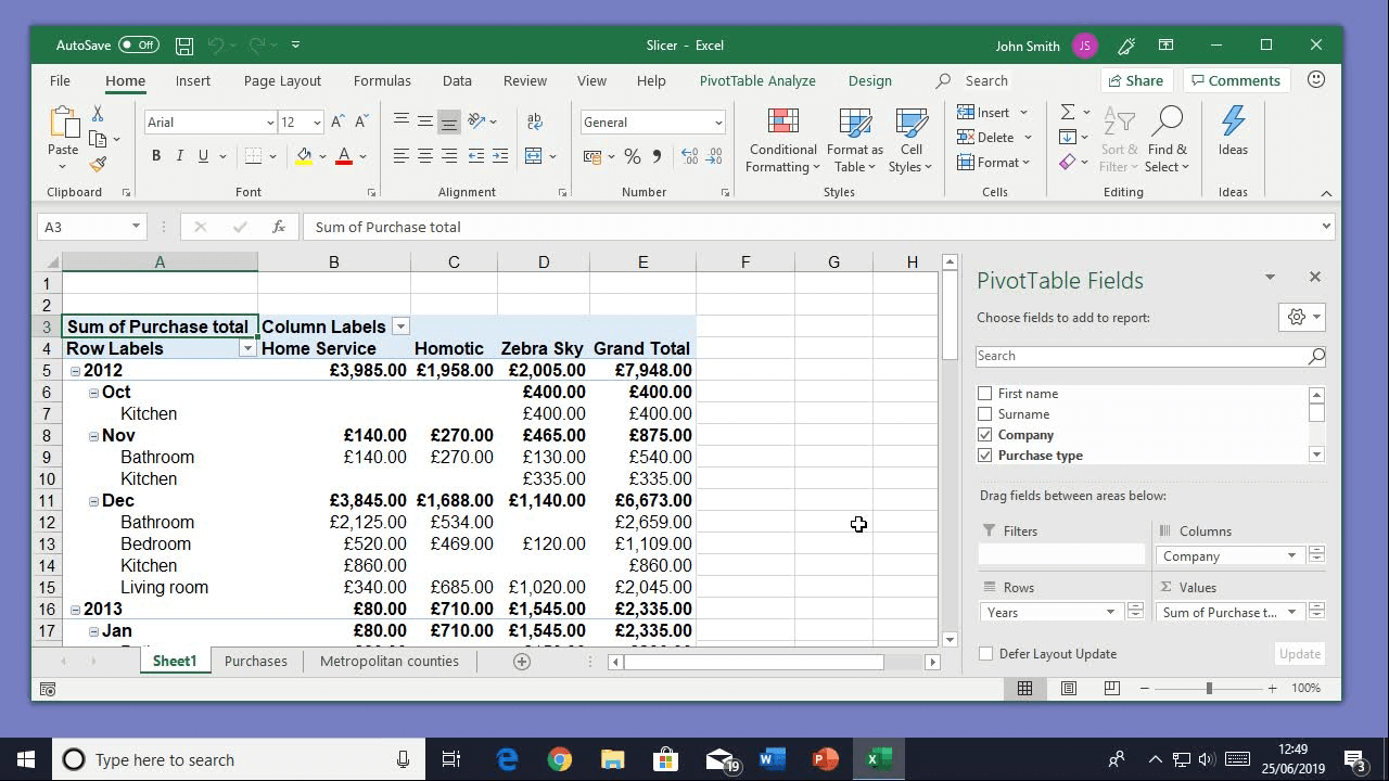 Excel 365 - Inserarea rapoartelor PivotTable - Docentix